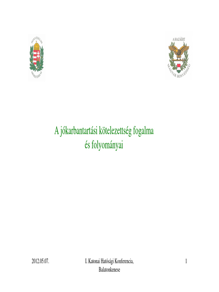 Frigy Antal - A Jókarbantartási Kötelezettség Fogalma És Folyományai | PDF