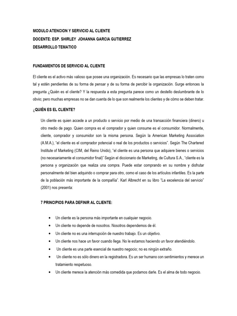 MODULO fUNDAMENTOS ATENCION Y SERVICIO AL CLIENTE | PDF | Servicio al ...