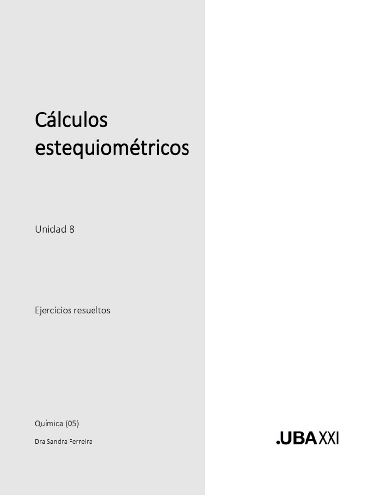 Cálculos Estequiométricos Resueltos | PDF | Estequiometría | Reacciones químicas