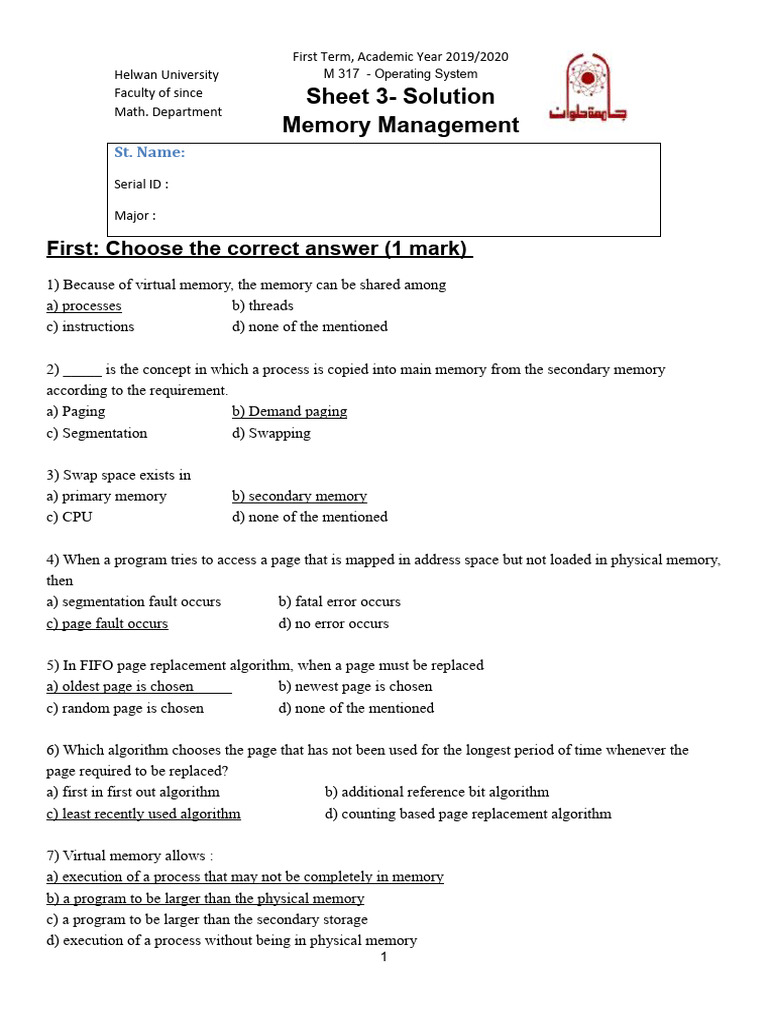 OS Sheet (4) Solution | PDF | Computer Data Storage | Data OS Sheet (4) Solution | PDF | Computer Data Storage | Data