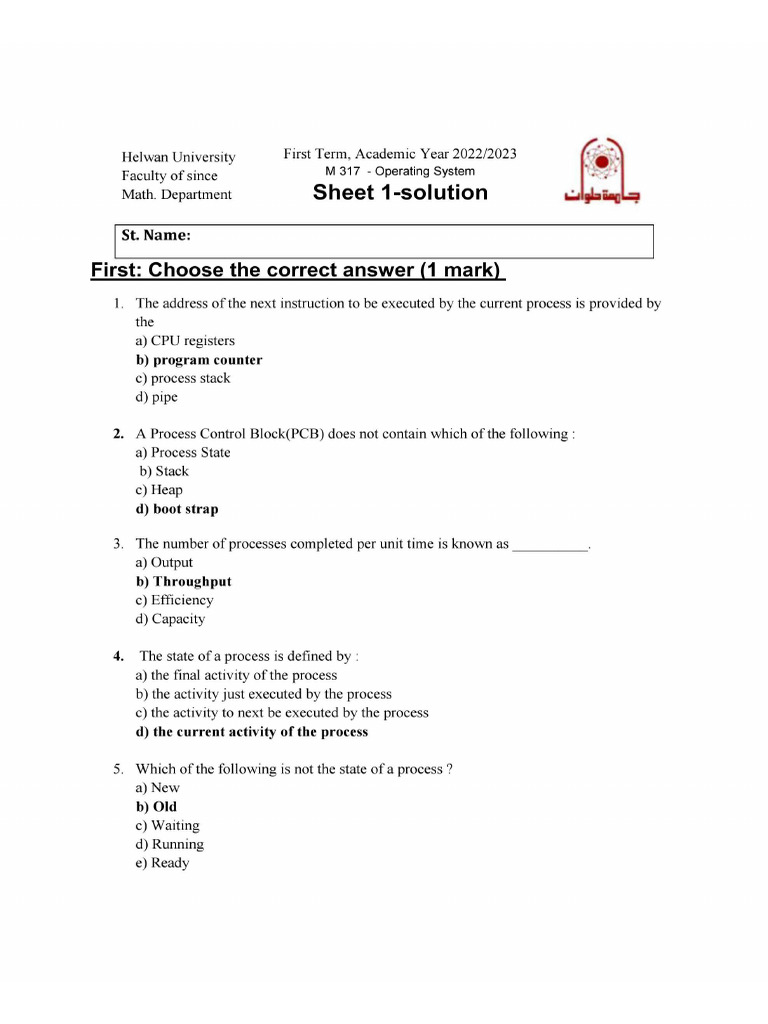 OS Sheet (2) Solution | PDF OS Sheet (2) Solution | PDF