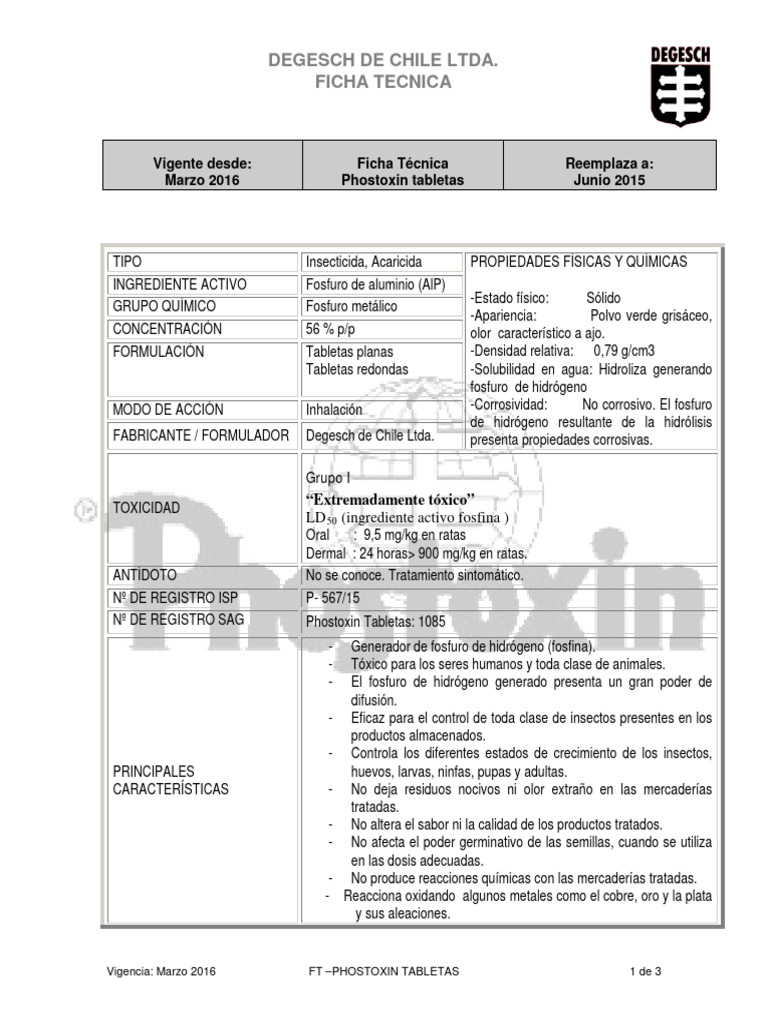 Phostoxin Tabletas | PDF | Química