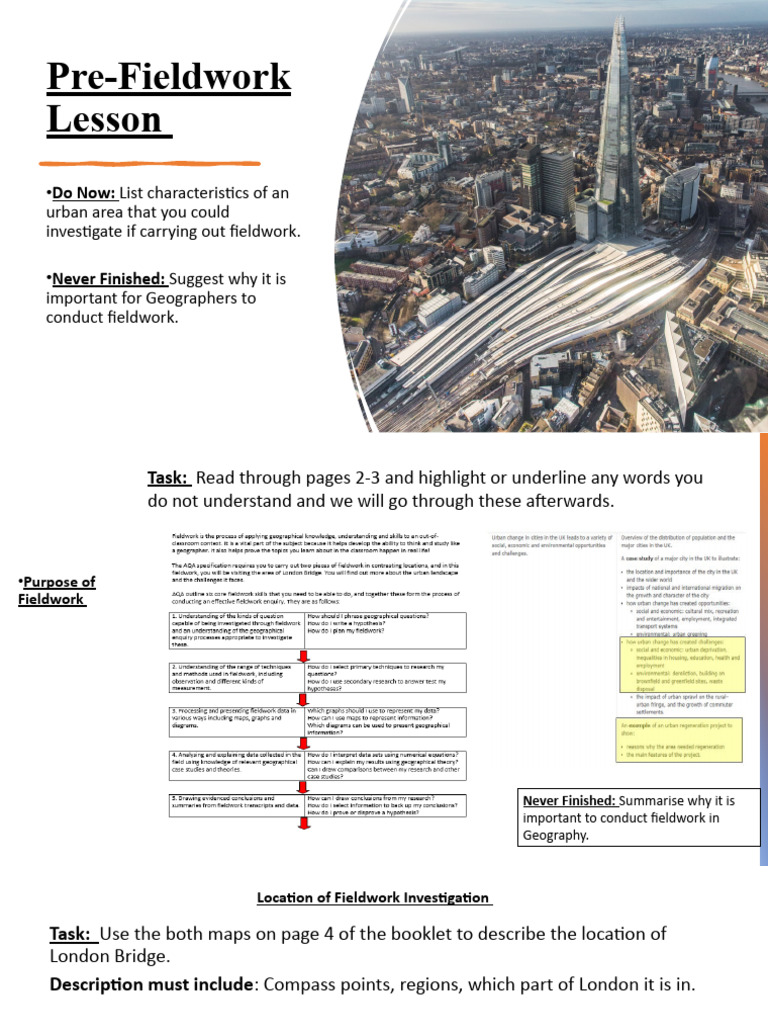 Pre-Fieldwork Lesson - Urban Fieldwork 2023 | PDF | Sampling ...