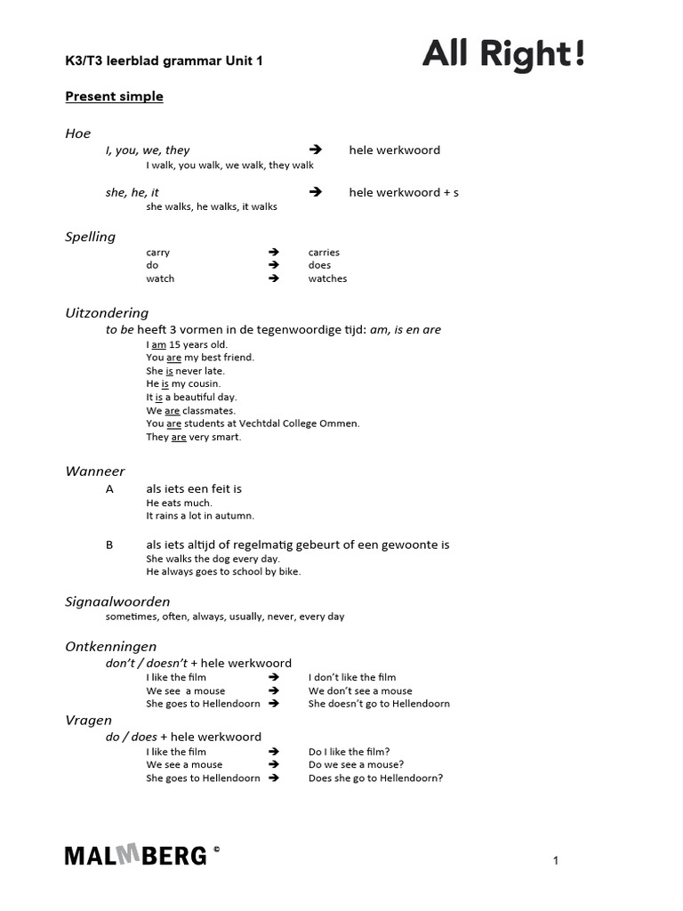 K3/T3 Grammar Worksheet: Present Tenses | PDF | Language Arts & Discipline