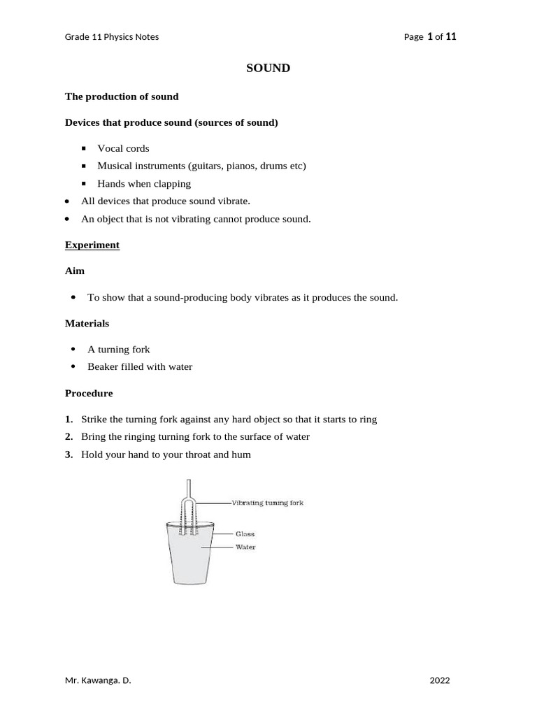 Grade 11 Physics: Sound Concepts and Experiments | PDF | Sound | Noise