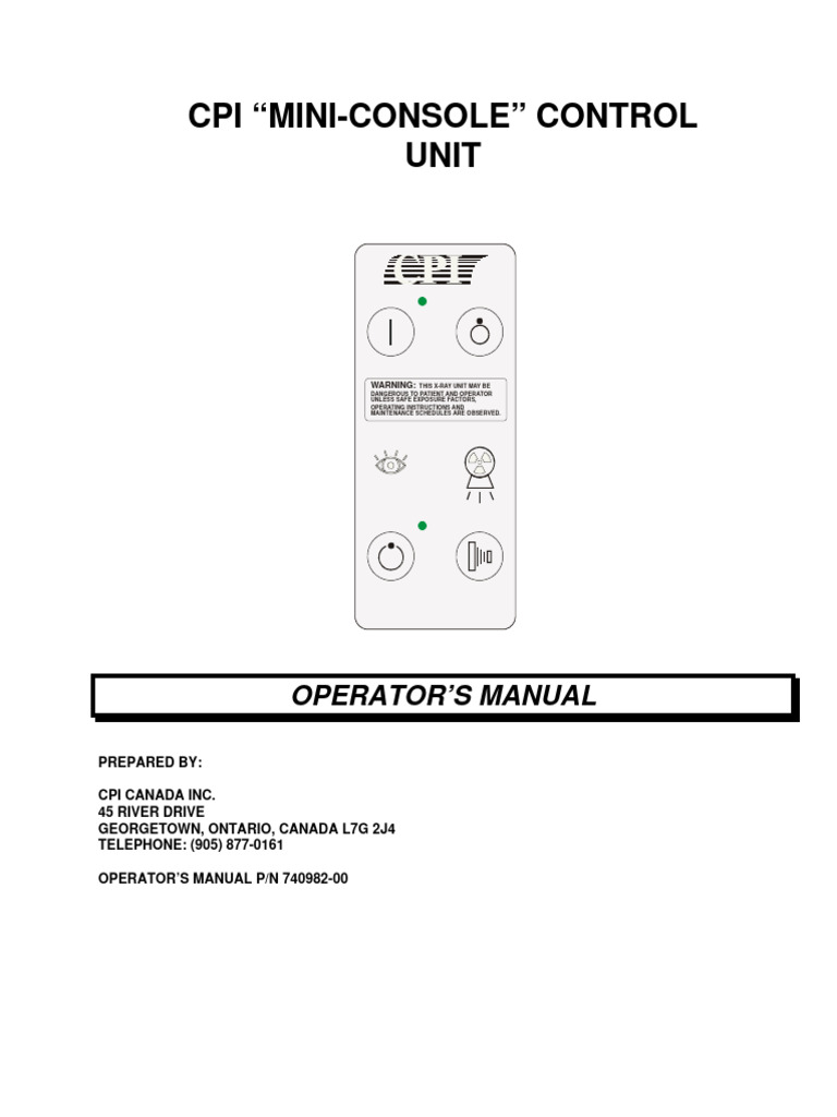 Cpi "Mini-Console" Control Unit: Operator'S Manual | PDF ...