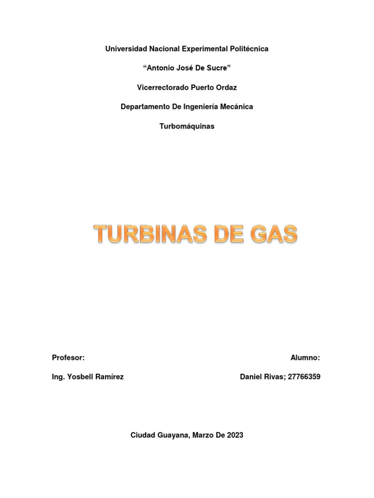 Fundamentos de Turbinas de Gas | PDF | Turbina de gas | Turbina