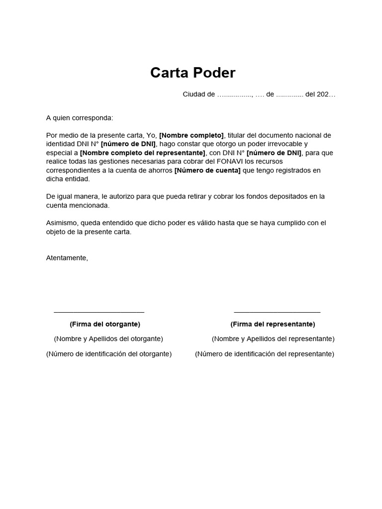 Carta-Poder-para-cobrar-Fonavi | PDF