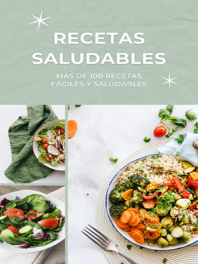 Portada de Libro Recetas Saludables Minimalista Verde | PDF