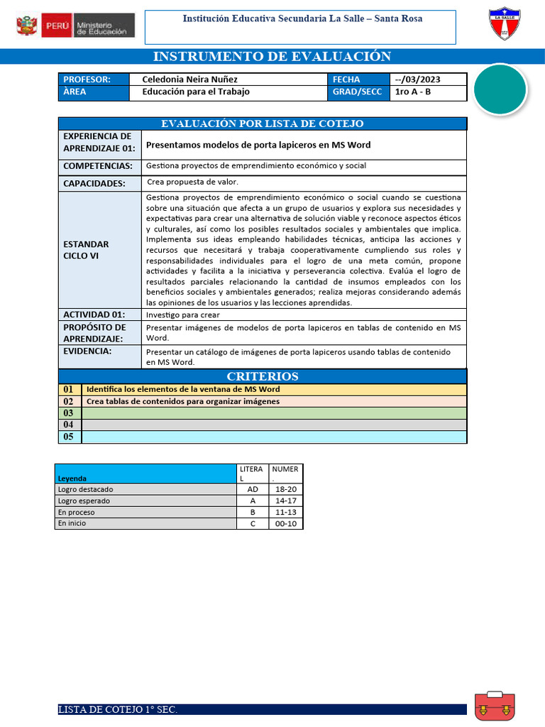 1 - LC ACT 1 EPT EDA 1ro A | PDF | Evaluación | Iniciativa empresarial