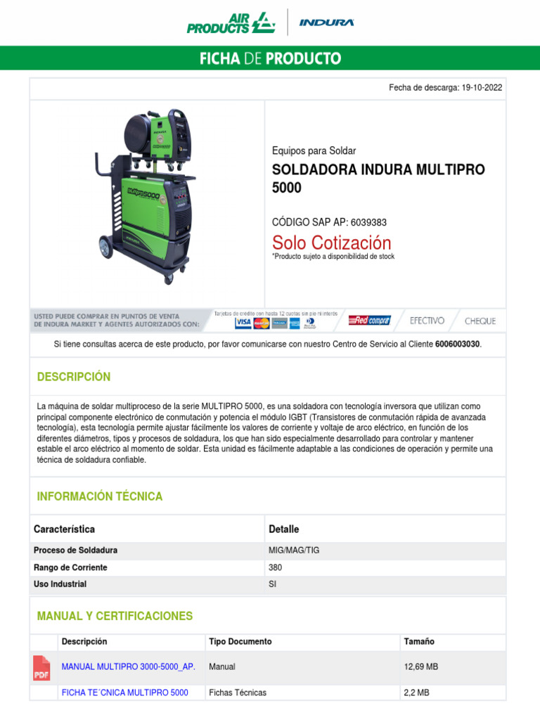 6039383-Soldadora Indura Multipro 5000 | PDF