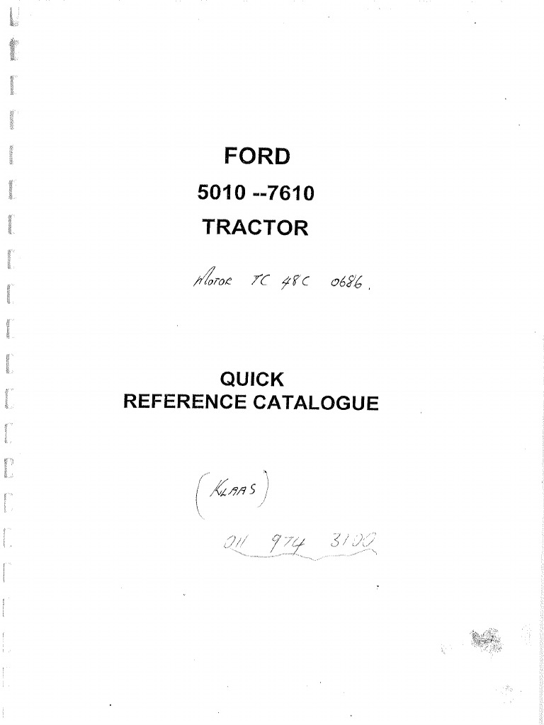 Ford Tractor 5010-7610 Spares Catalogue 1 | PDF