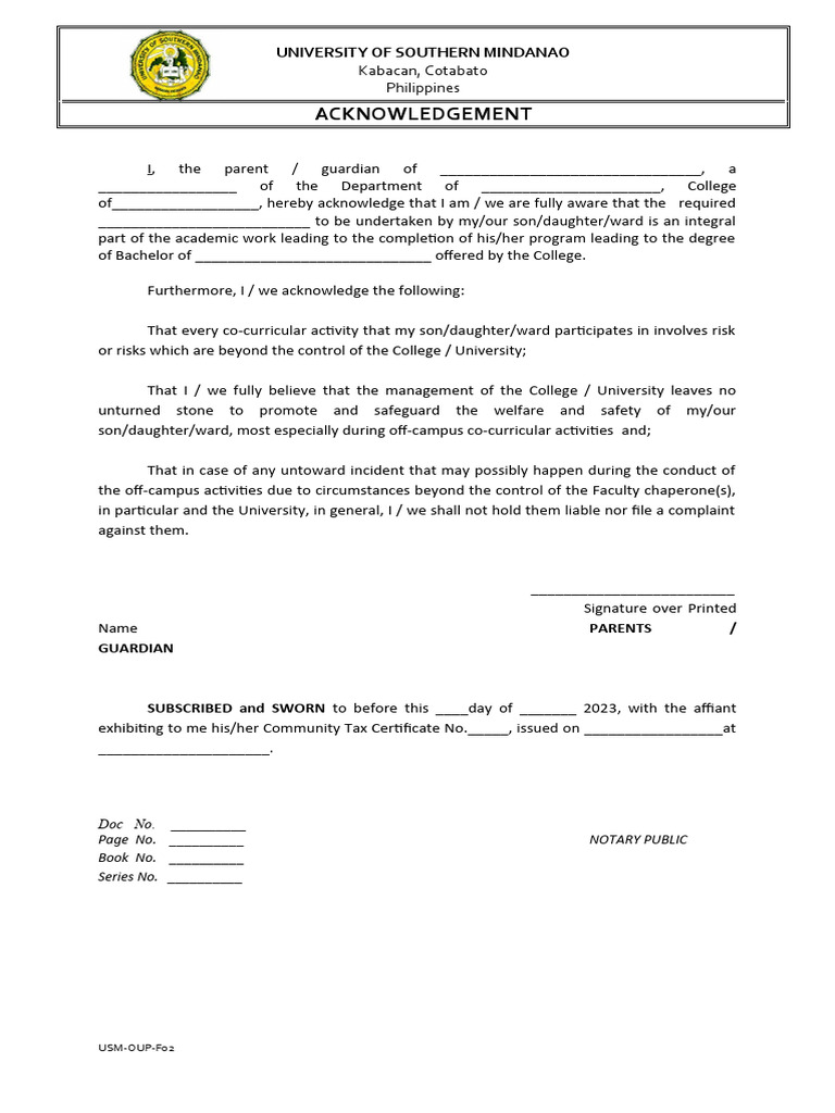 F02 Acknowledgment Copy | PDF