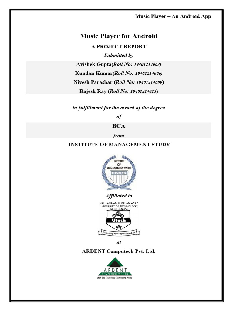 Android Sample Project Report Documentation Pdf Java Programming 9963
