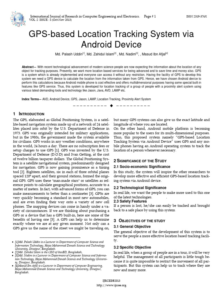 Gps Based Location Tracking System Via A Pdf Scripting Language Android Operating System