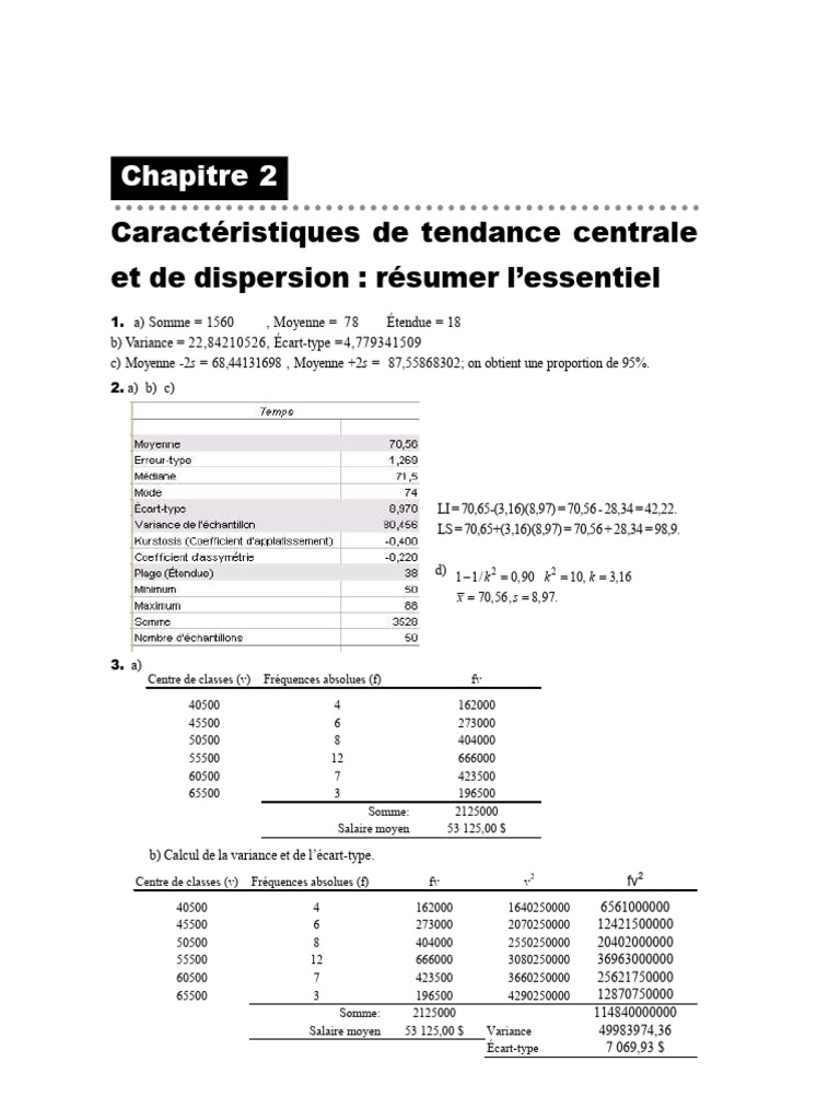 Caractéristiques de tendance centrale et dispersion | PDF | Analyse ...