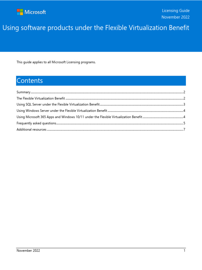 Licensing Guide PLT Flexible Virtualization Benefit Nov2022 | PDF | Virtualization | Microsoft ...