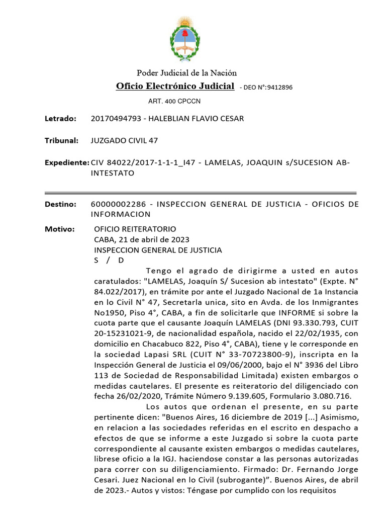 Oficio Igj | Descargar gratis PDF | Mandato | Instituciones gubernamentales