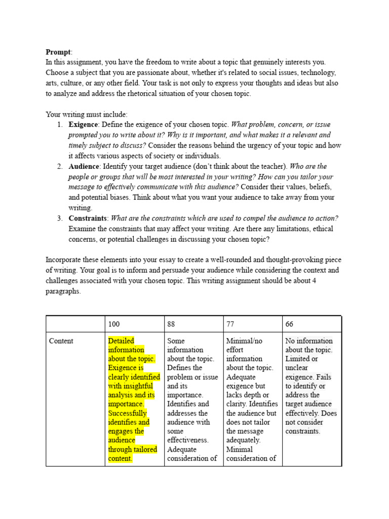 Writing - The Rhetorical Situation | PDF | Communication | Cognitive ...