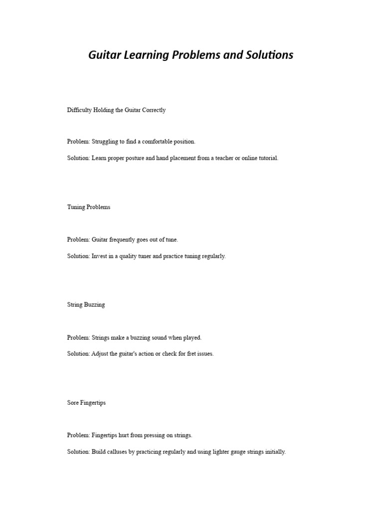 Guitar Learning Problems and Solutions | PDF | Guitars | String Instruments