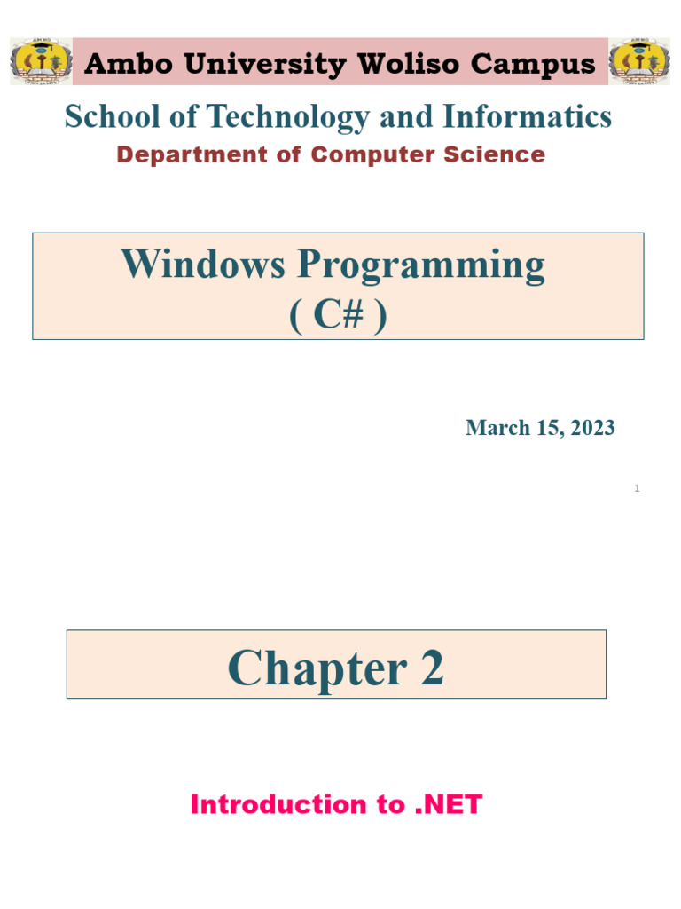 Window Programming Ch2 | PDF | .Net Framework | Library (Computing)