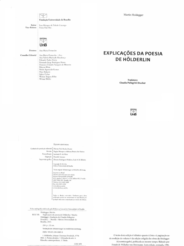 Heidegger - Explicação Da Poesia de Hölderlin | PDF Heidegger - Explicação Da Poesia de Hölderlin | PDF