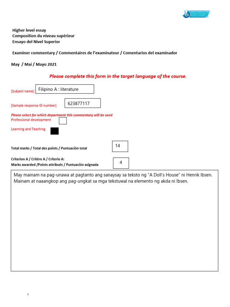 Sample A Examiners Comments | PDF