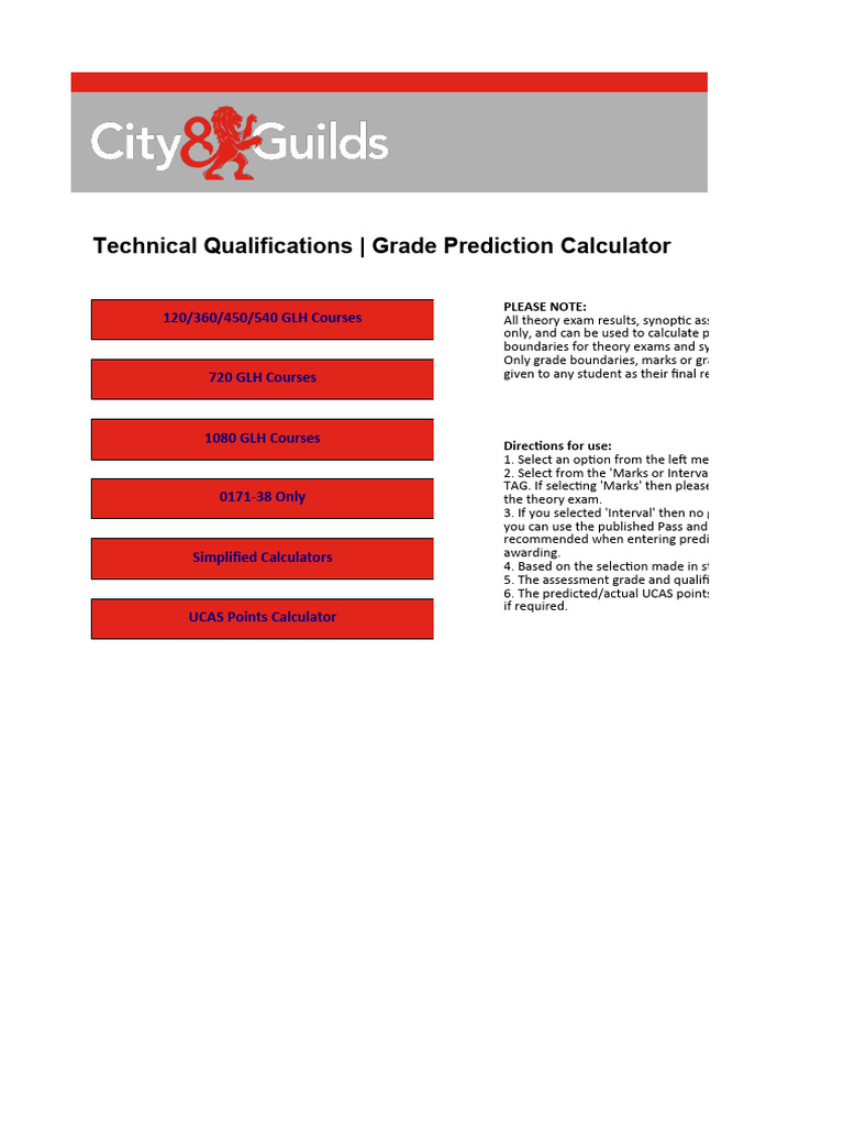 Grade Prediction Calculator Guide | PDF | Spreadsheet | Worksheet