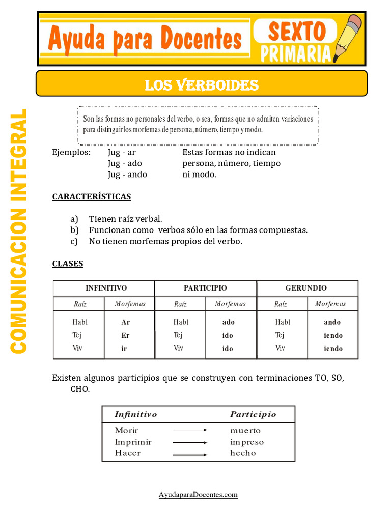 Los Verboides para Sexto de Primaria | PDF | Verbo | Unidades Semánticas