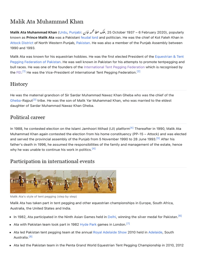 Malik Ata Muhammad Khan - Wikipedia | PDF | Pakistan