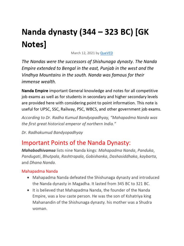 Nanda dynasty | PDF | Asia