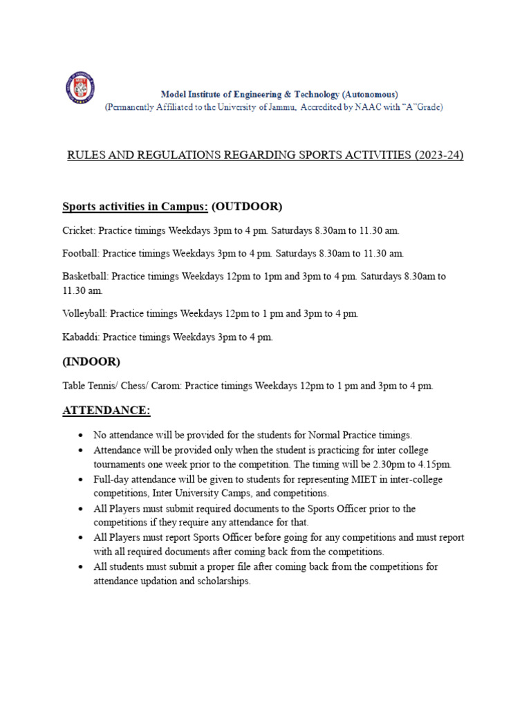 Rules For Sports | Download Free PDF | Sports