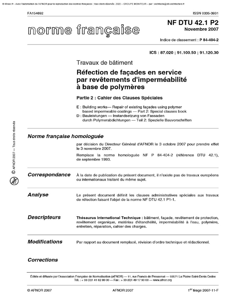 Dtu 42.1 P2 | PDF