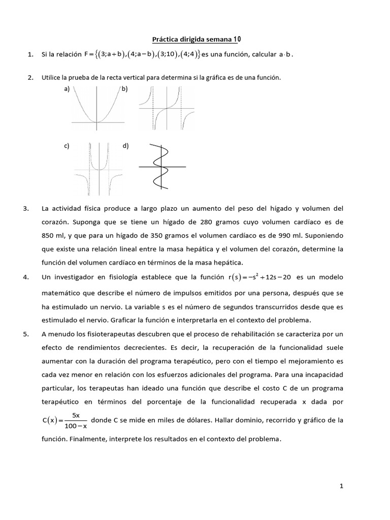 Práctica Dirigida S10 | PDF | Función (Matemáticas) | Corazón