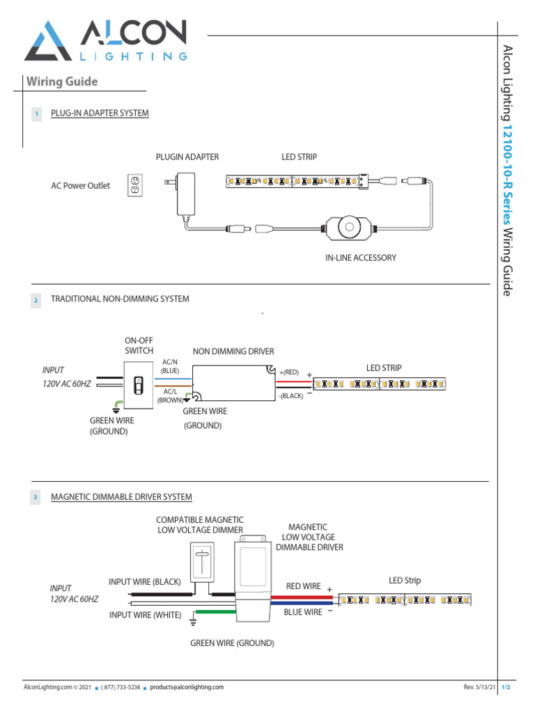 Wiring Guide - 15244 Baseboard LED Light - Alcon Lighting | PDF | Mains ...
