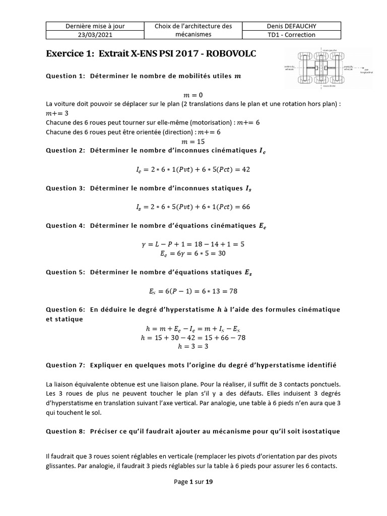 TD1 - Correction | PDF | Ingénierie mécanique | Physique appliquée et interdisciplinaire