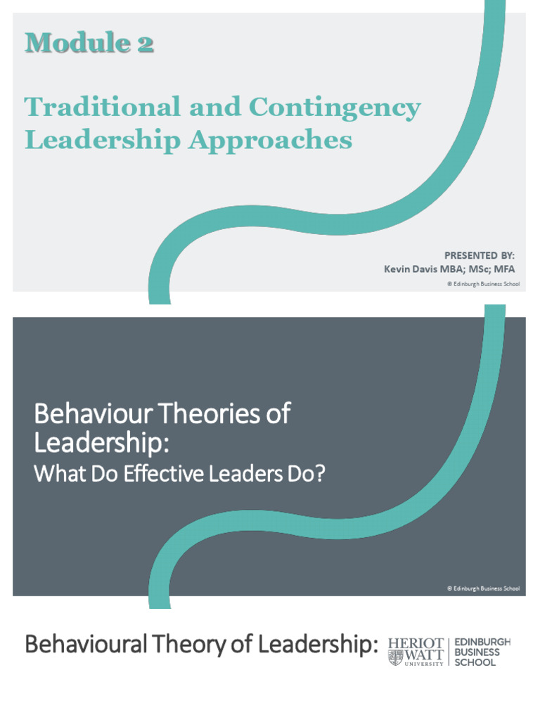 Session 3 Traditional and Contingency Leadership Approaches (1) | PDF ...