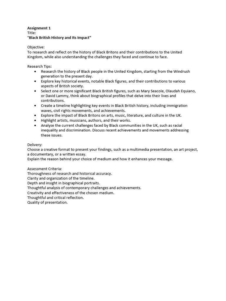 Black History Month PD Independent Assignments | PDF | Creativity | Critical Thinking