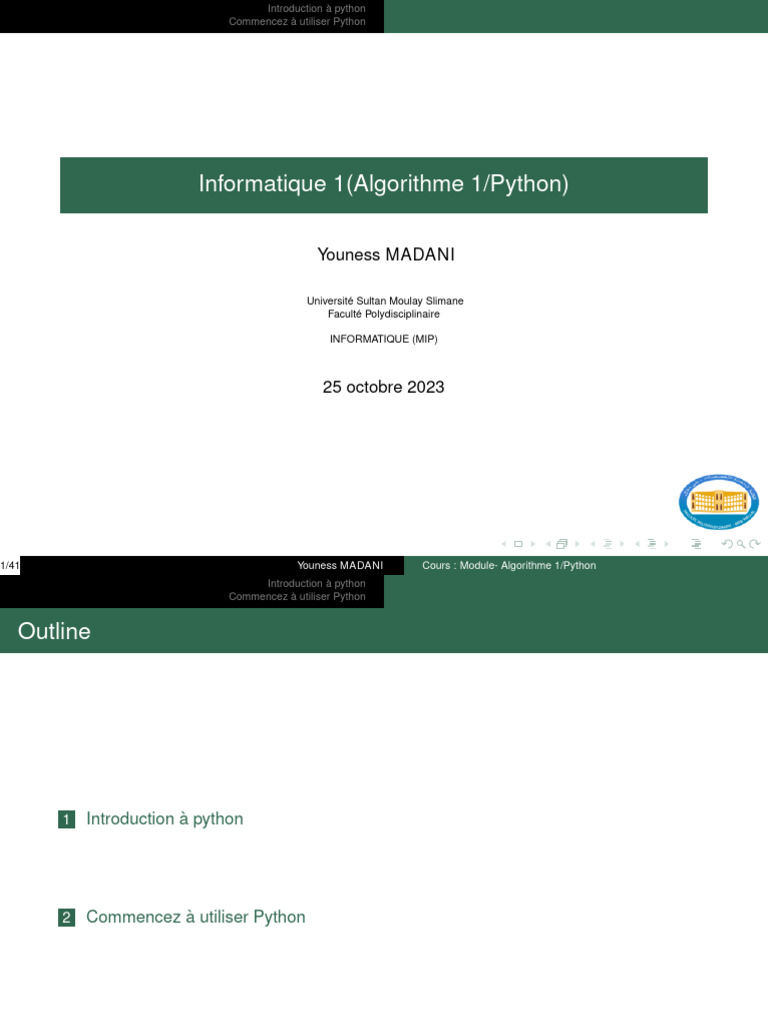 Cours MIP S1 Algo1 Python S5 | PDF | Programmation informatique | Langage de programmation