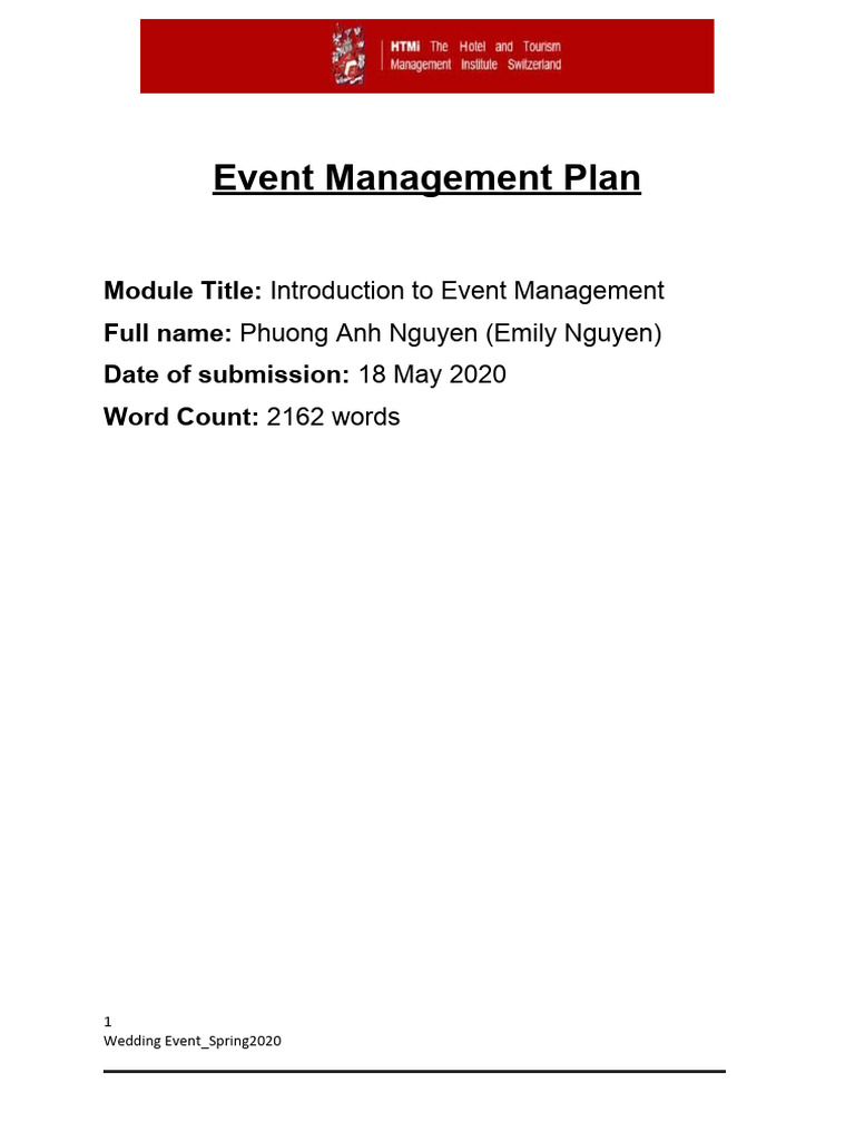Event Management Plan-CW1 | PDF | License | Restaurants