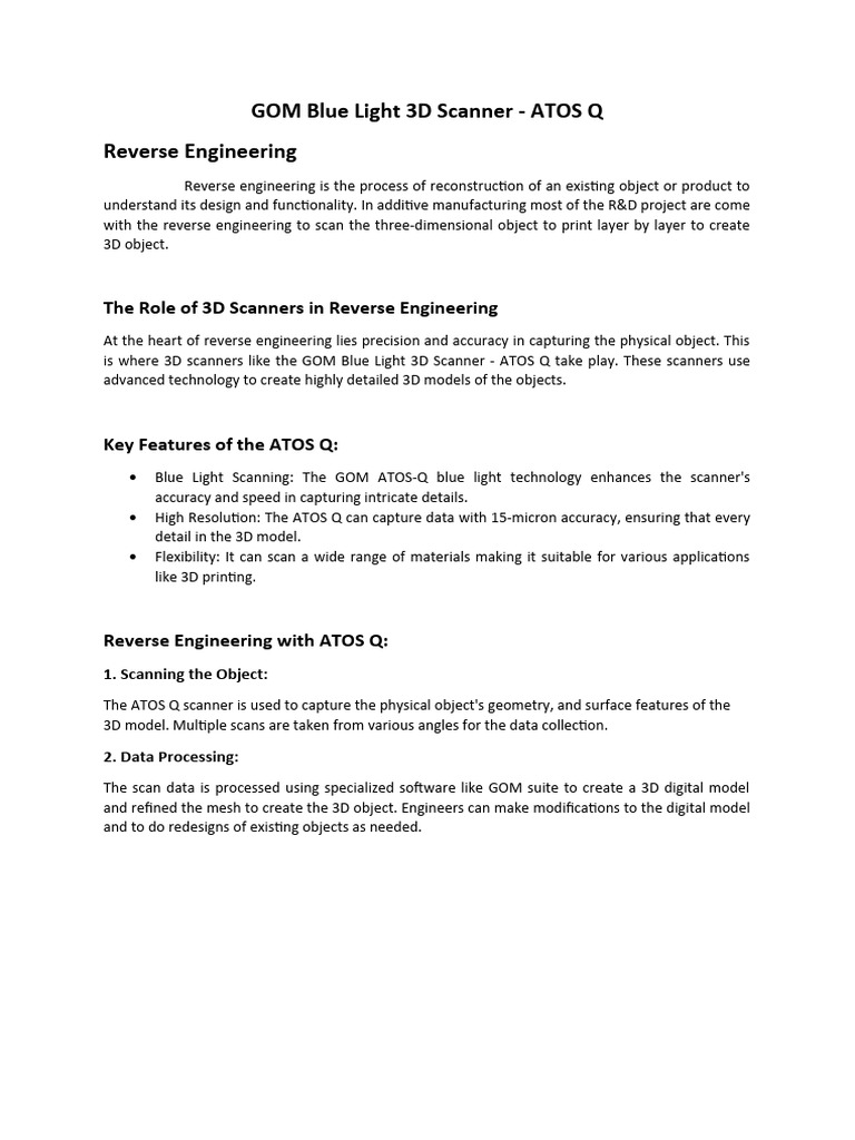 GOM Blue Light 3D Scanner | PDF