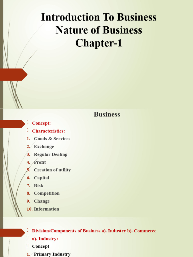 Chapter-1 Nature of Business | PDF | Business | Commerce