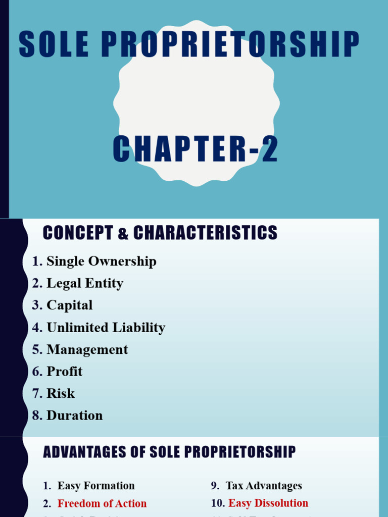 Chapter-2 Sole Proprietorship | PDF