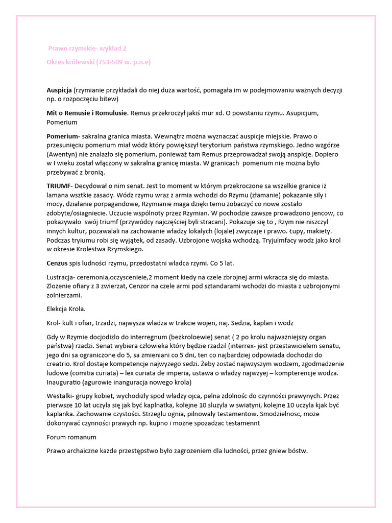 Prawo Rzymskie Wyklad 2 | PDF