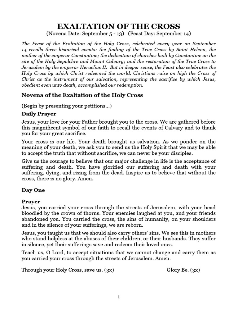EXALTATION OF THE CROSS NOVENA Final | PDF | Jesus | Salvation
