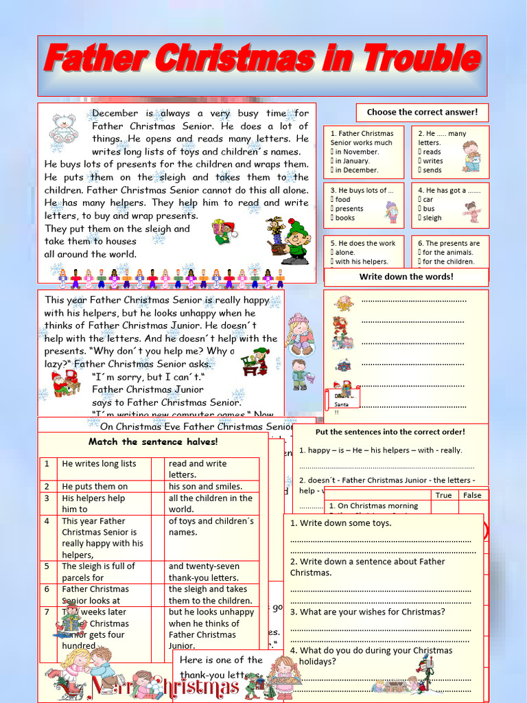 Father Christmas in Trouble With Key Reading Comprehension | PDF