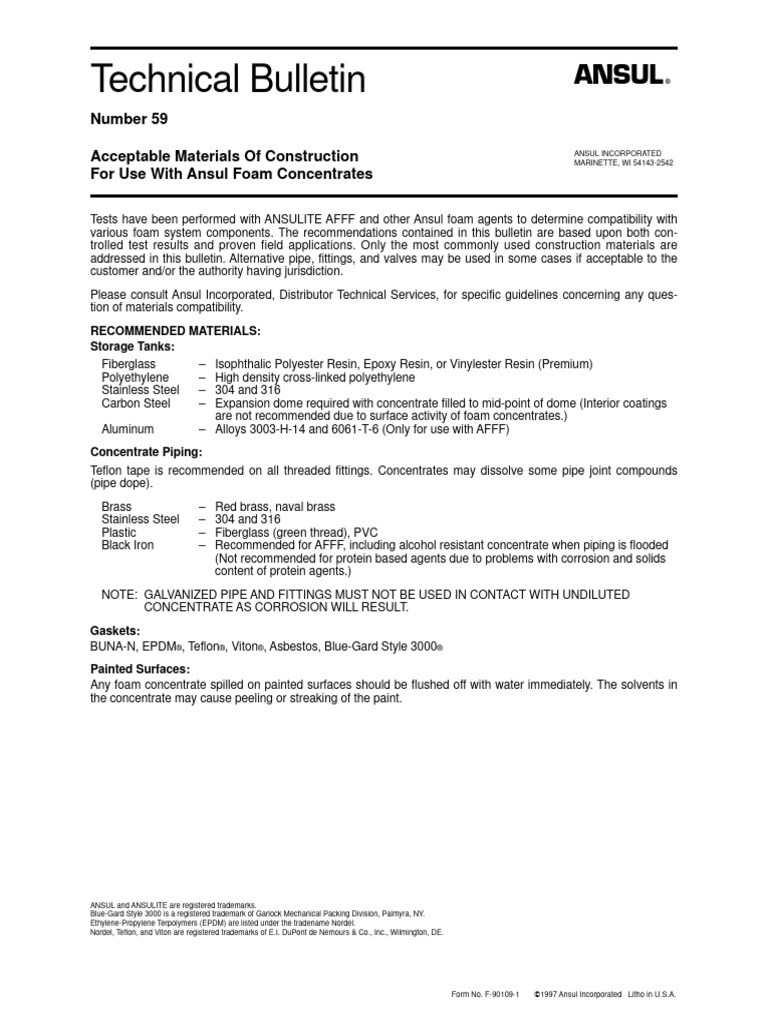 Technical Bulletin: Ansul | PDF | Pipe (Fluid Conveyance) | Paint