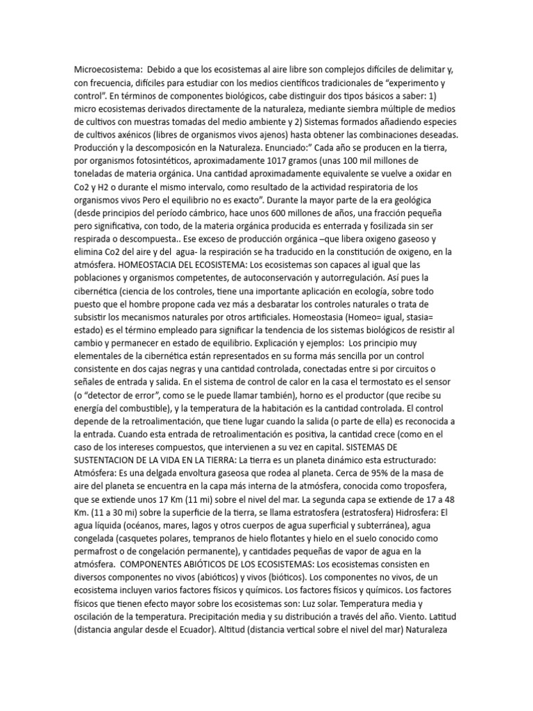 Microecosistemas | PDF | Ecosistema | Ecosistema acuático