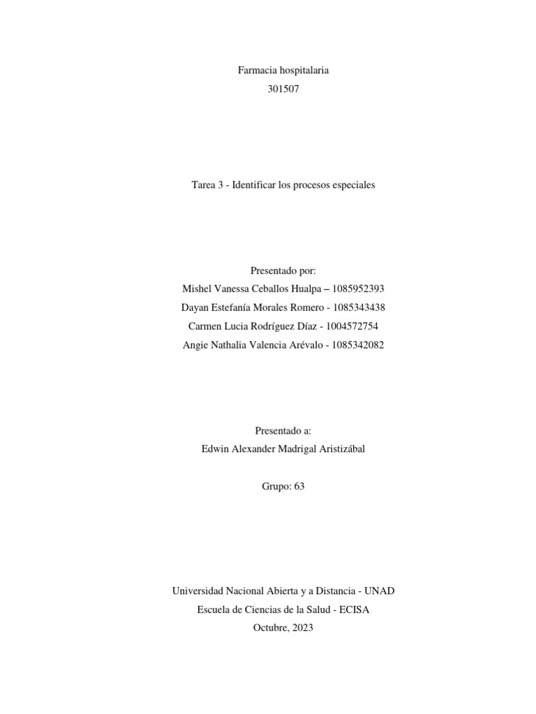 Tarea 3 - Grupo - 63 | PDF | Farmacia | Farmacéutico