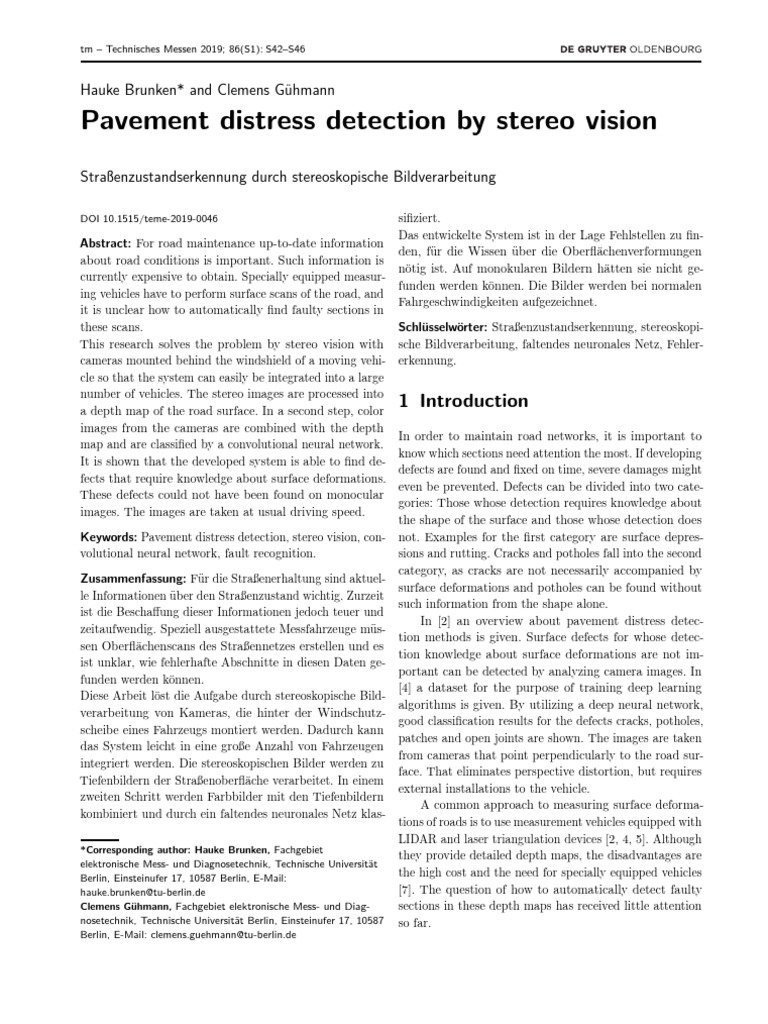 Pavement Distress Detection by Stereo Vision | PDF | Image Resolution ...